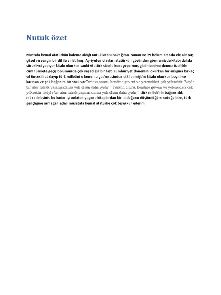 Nutuk Özet | PDF