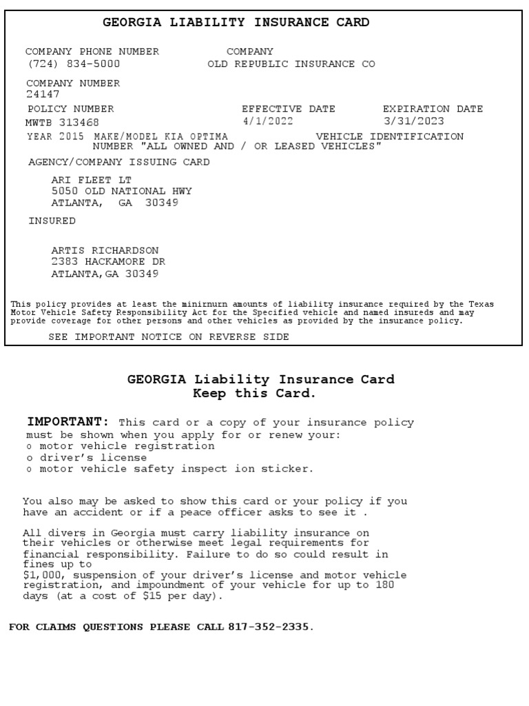 Insurance Card | PDF