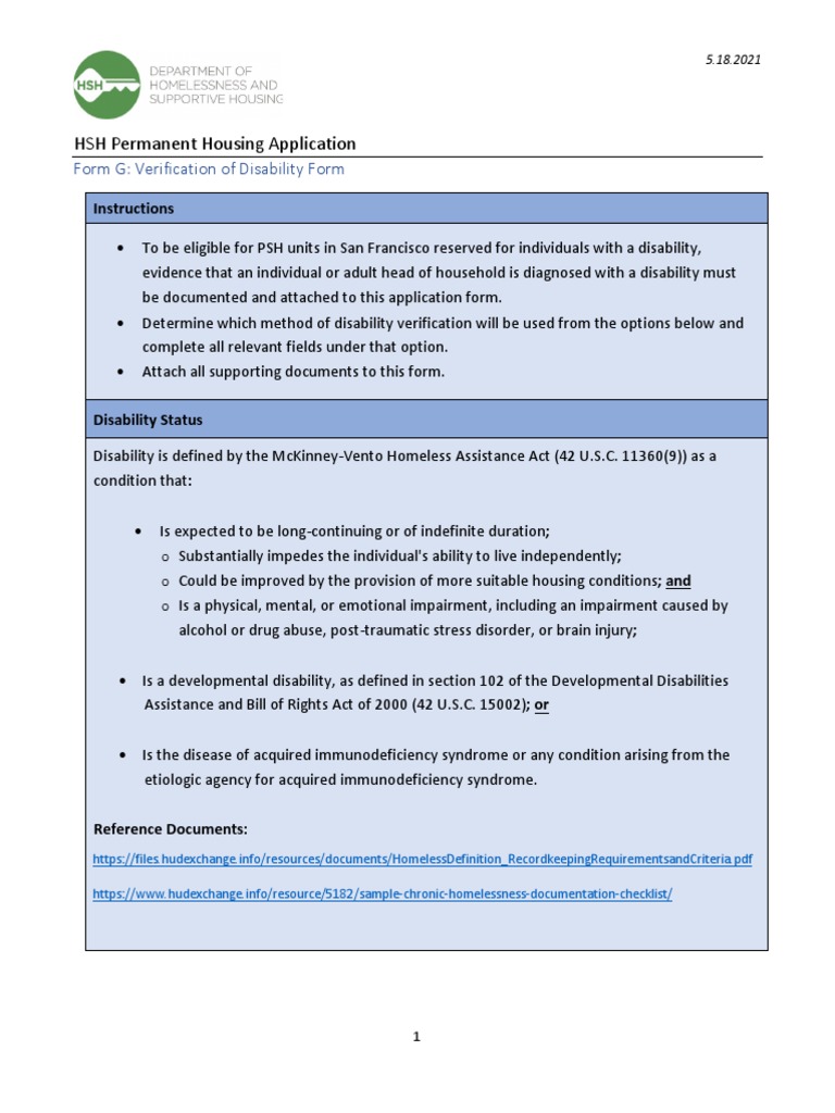 HUD Disability Verification Form | PDF | Disability | Developmental ...