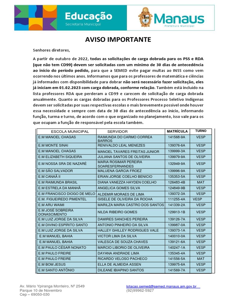 Aviso Importante | PDF