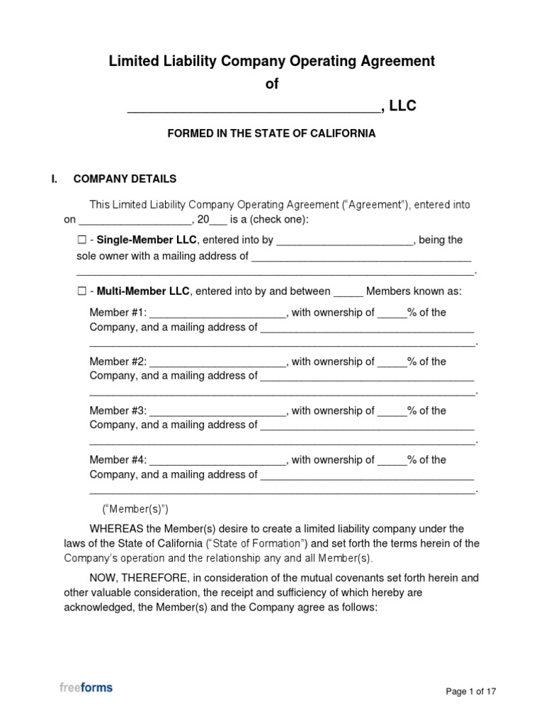 LLC Operating Agreement Form | PDF | Bankruptcy | Arbitration