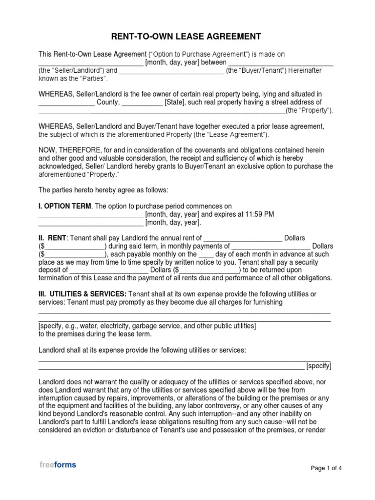 Rent To Own Lease Agreement | PDF