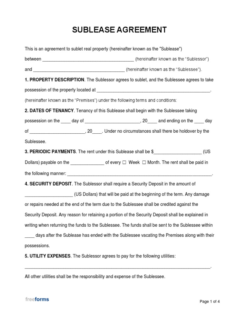 Sublease Agreement Pdf Lease Law And Economics