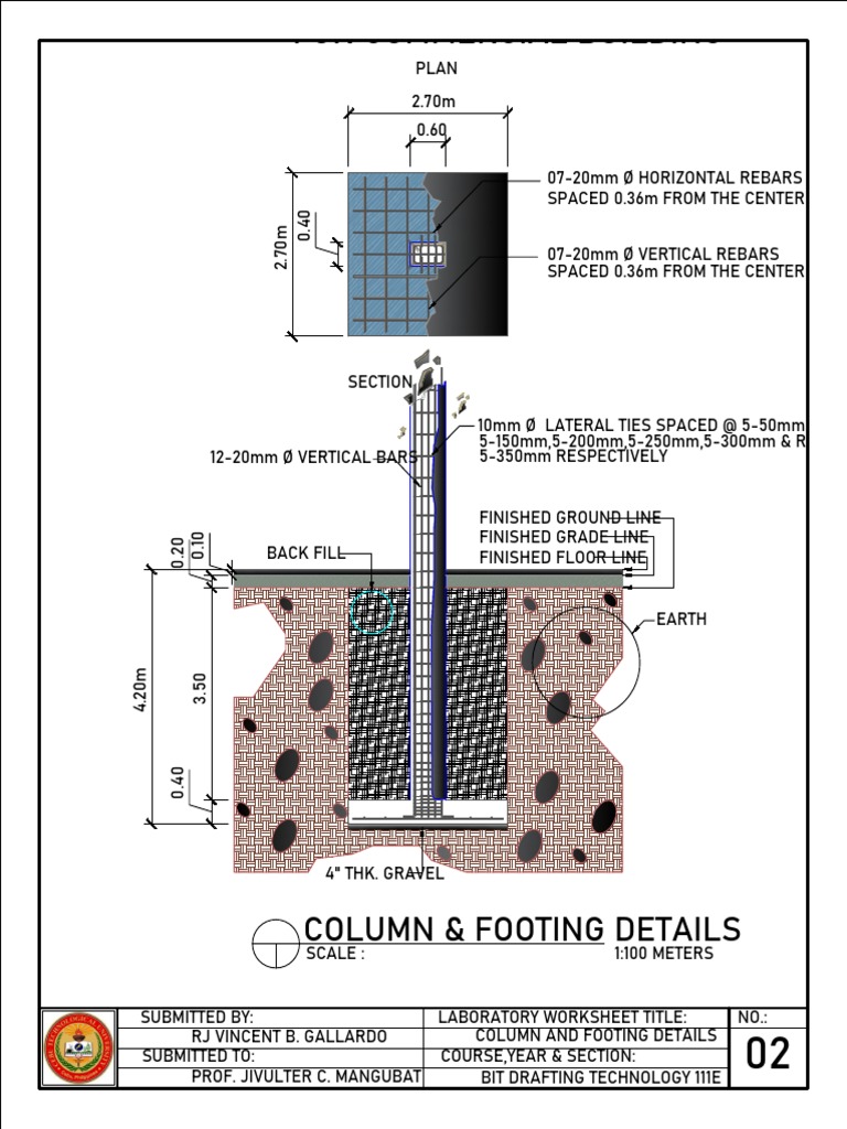 TITLE BLOCK 8x11-Column&footing Details | PDF