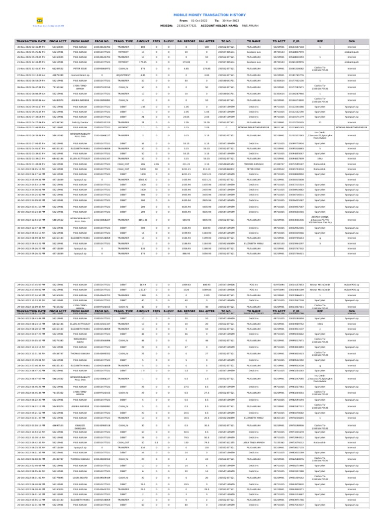 Momo Statement Report | PDF | Payments | Jargon