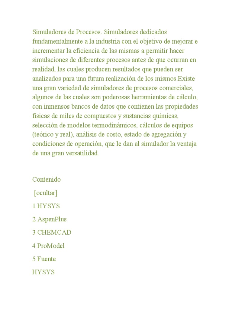 Simuladores de procesos industriales: herramientas para la simulación y ...