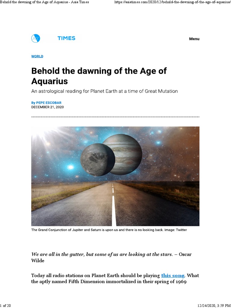 Behold The Dawning of The Age of Aquarius | PDF | Planets In Astrology ...