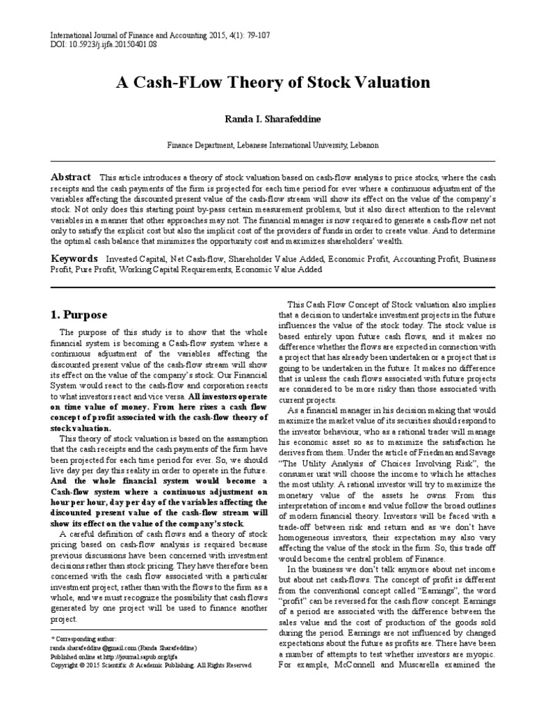 Cash Flow Theory of Stock Valuation | PDF | Stocks | Valuation (Finance)