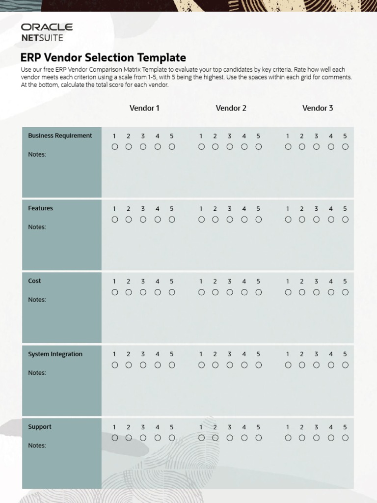 Bsa Erp Vendor Selection Template | PDF