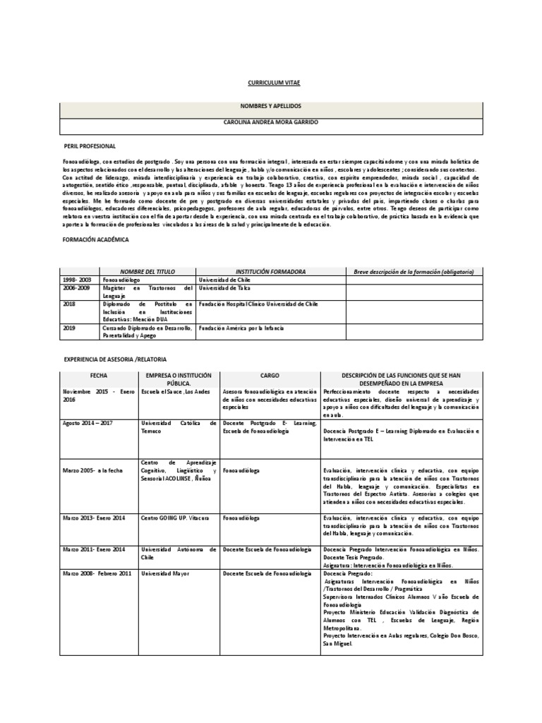 201904251700330.curriculum Vitae | PDF | Espectro autista | Método de ...