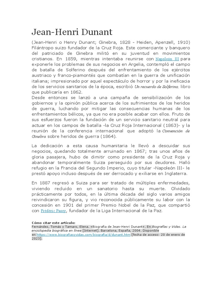 Biografia Henry Dunant | PDF