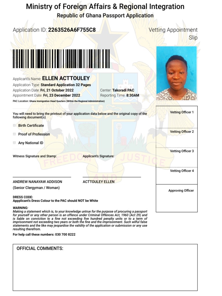 Appointment Slip - Online Passport Application | PDF | Nationality ...