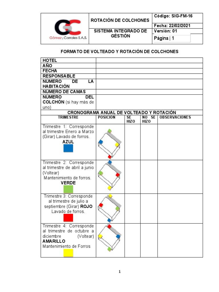 Rotación y Volteo de Colchones en Hoteles | PDF