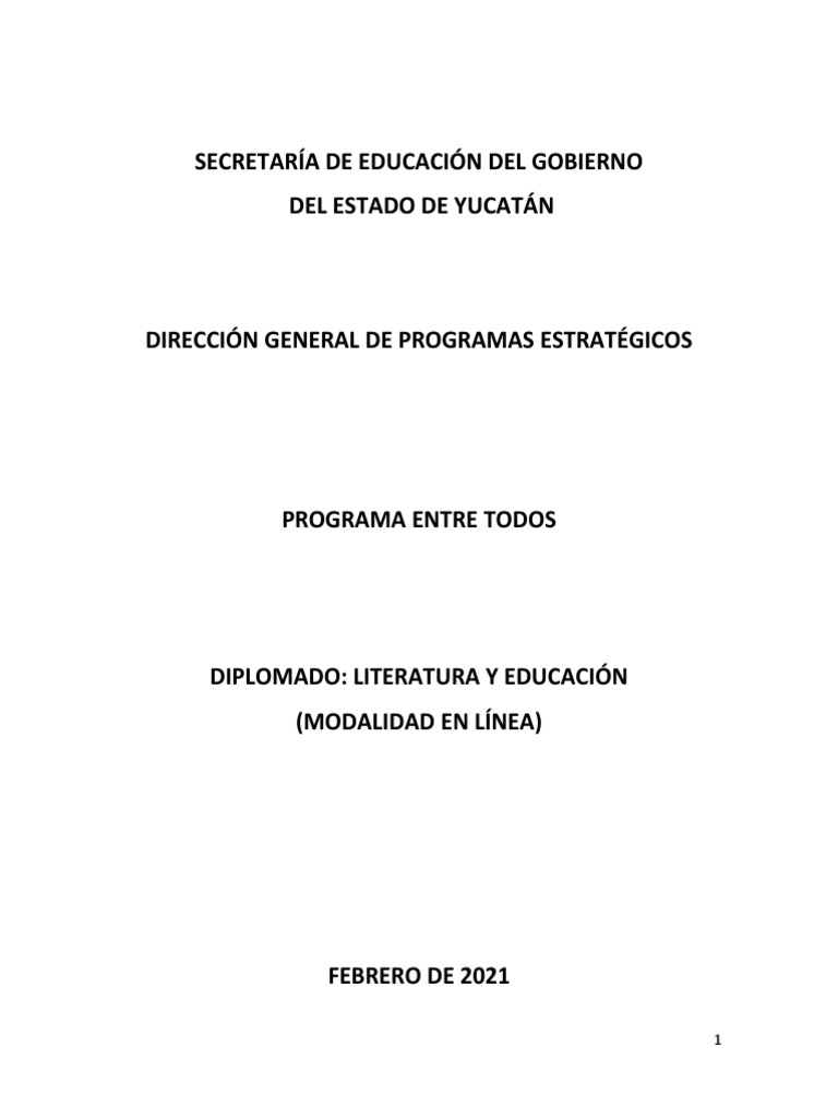 Diplomado Literatura y Educación Programa Uv en Línea. | PDF | Ensayos | Método de enseñanza