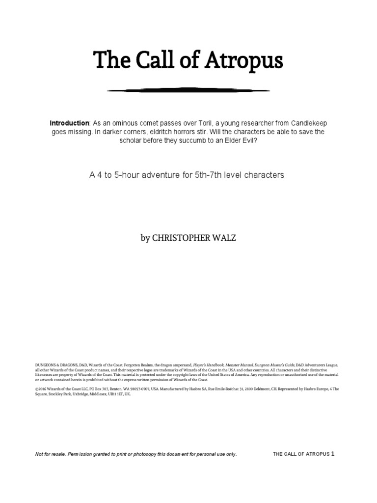 393283-The Call of Atropus - Printer Friendly v2 | PDF | Wizards Of The ...