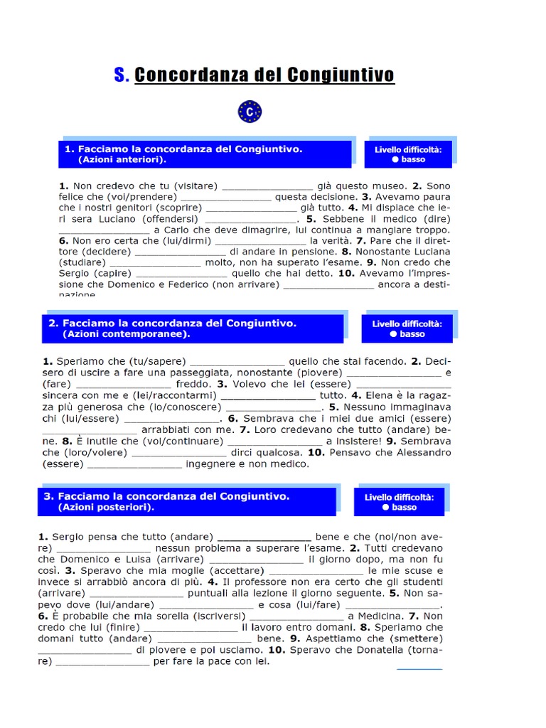 Concordanza Congiuntivo | PDF