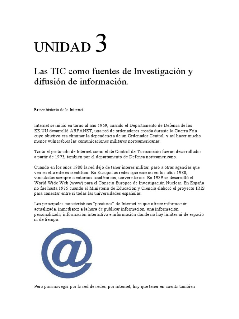 Unidad 3 Las Tic Como Fuentes de Investigacion y Difusion de ...