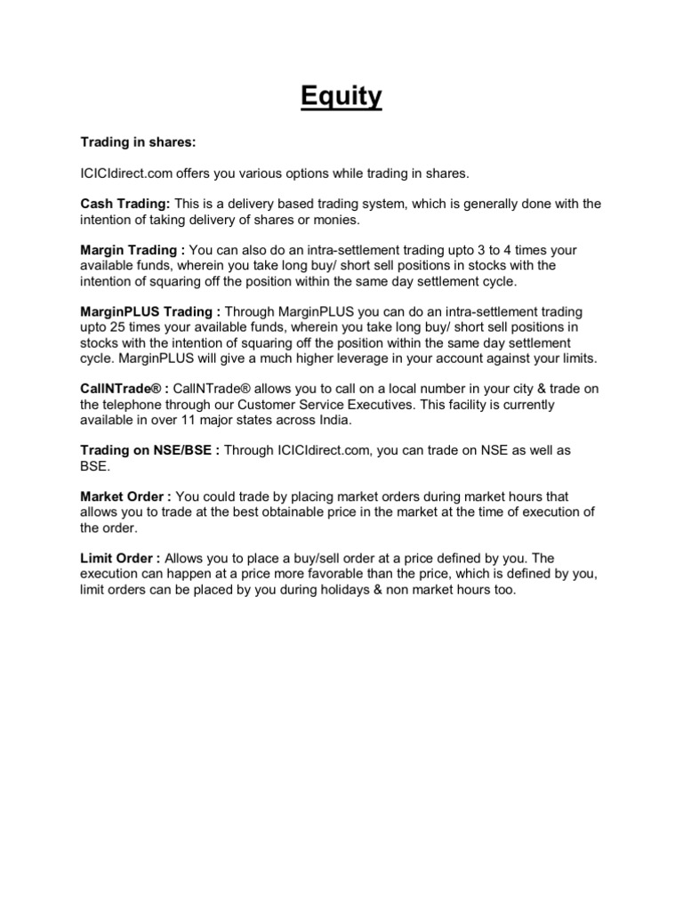 Equity | PDF | Algorithmic Trading | Order (Exchange)