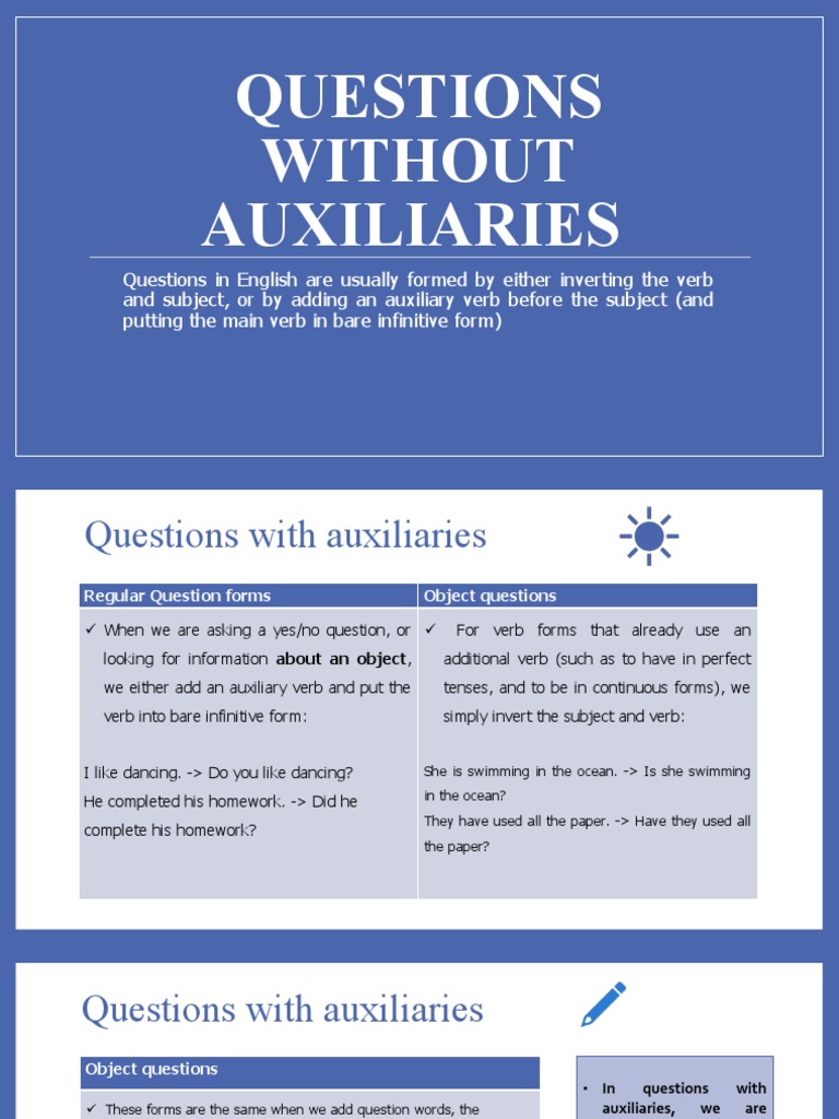 Questions Without Auxiliares | PDF | Verb | Question