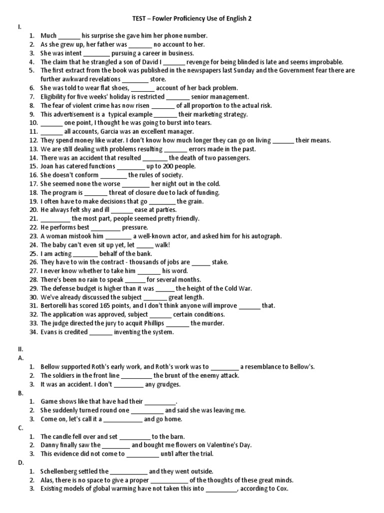 Advanced English Proficiency Test | PDF