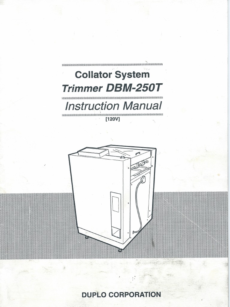 Instruction Manual Trimmer DBM-250T Collator Sistem (120V) | PDF