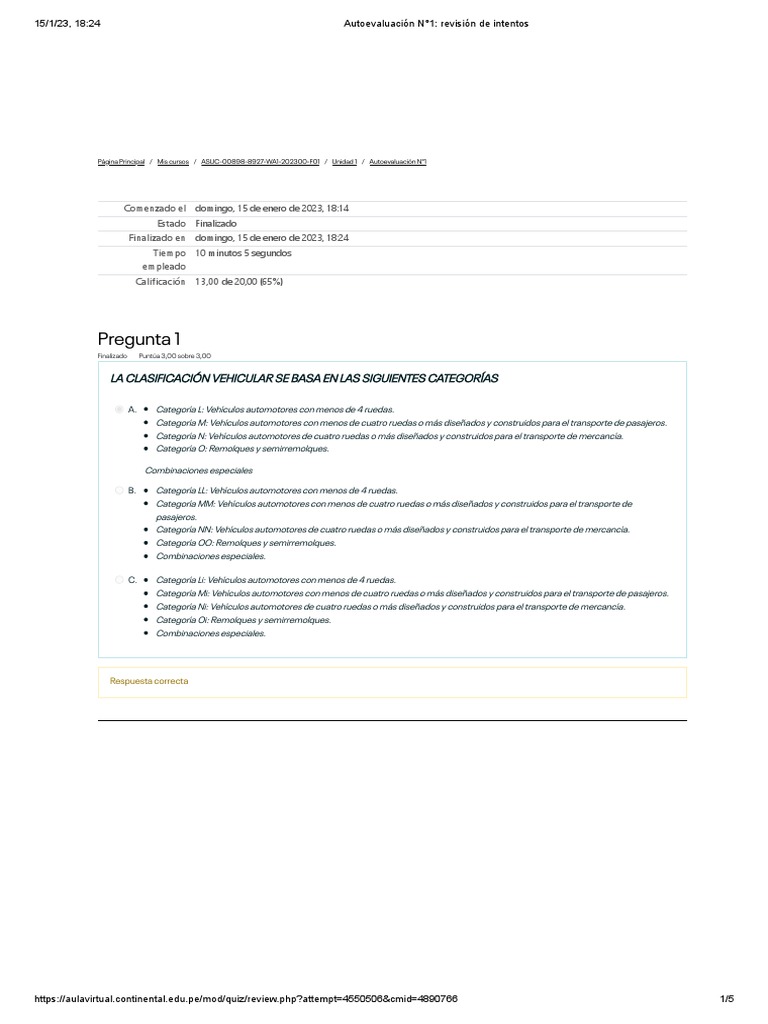 Autoevaluación N°1 - Transporte y Transito | PDF | Transporte