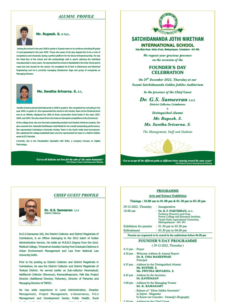 Founder's Day Invitation - 2022 | PDF