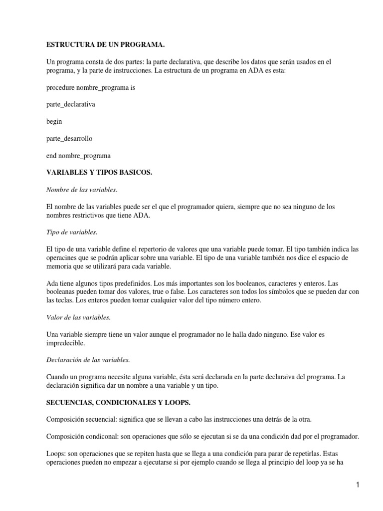 Estructura de Un Programa.: Nombre de Las Variables | PDF | Compilador ...
