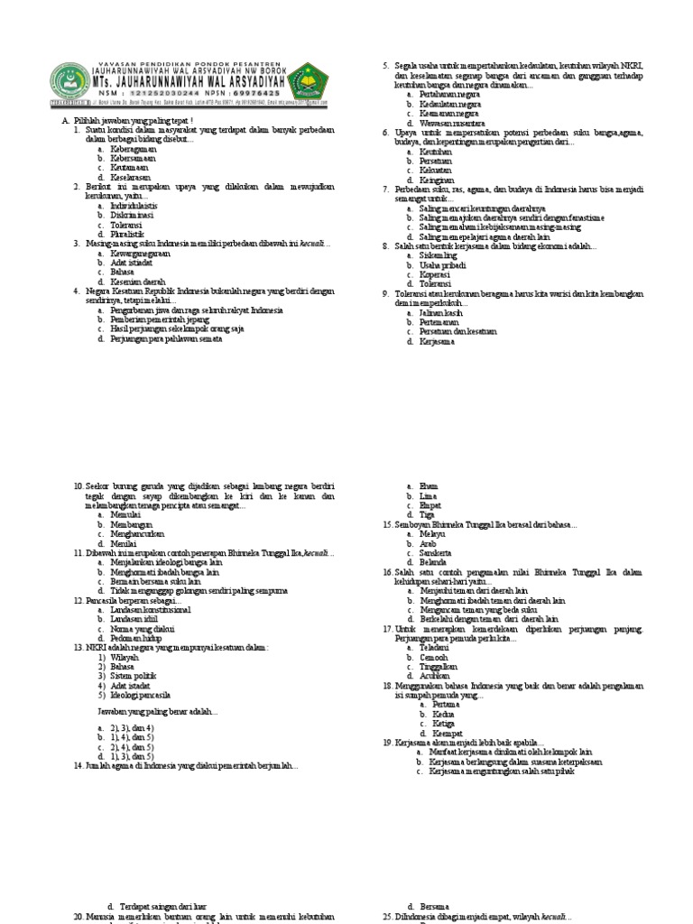 Soal Pas PKN KLS Vii | PDF