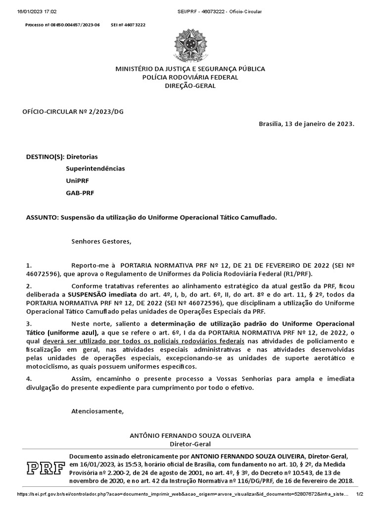 SEI - PRF - 46073222 - Ofício-Circular | PDF | Brasil | Governo