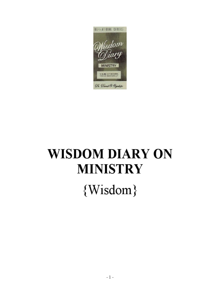 Wisdom Diary On Ministry | PDF | Acts Of The Apostles | Wisdom