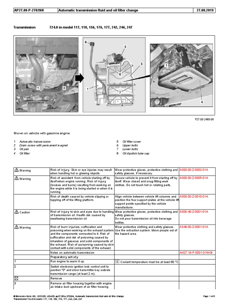 GLA45AMG 156 133 Automatic Transmission Fluid and Oil Filter Change ...