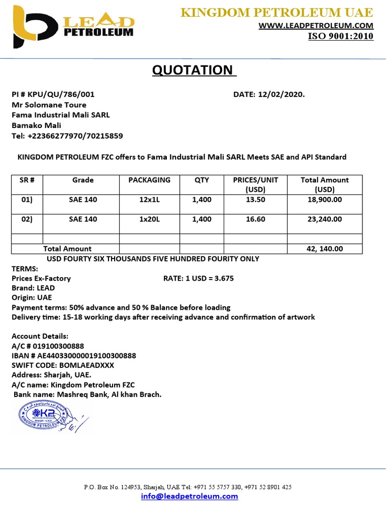 Quotation For (Client Name) | PDF
