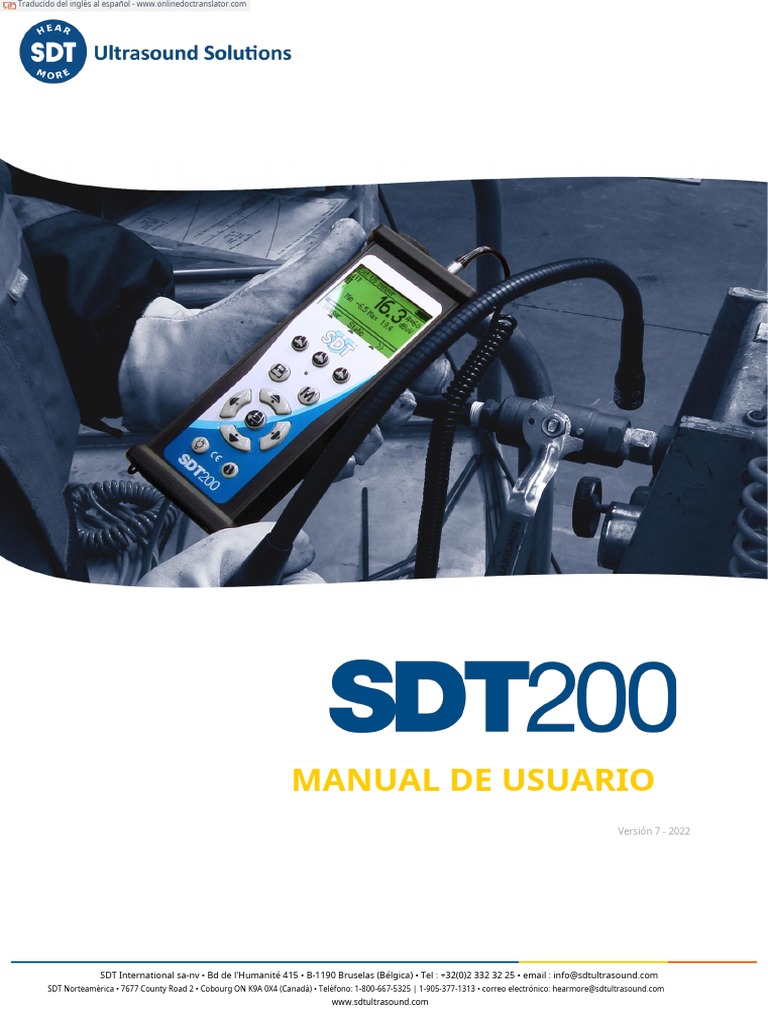 SDT200 User Manual EN - En.es | PDF | Cargador de batería | Calibración
