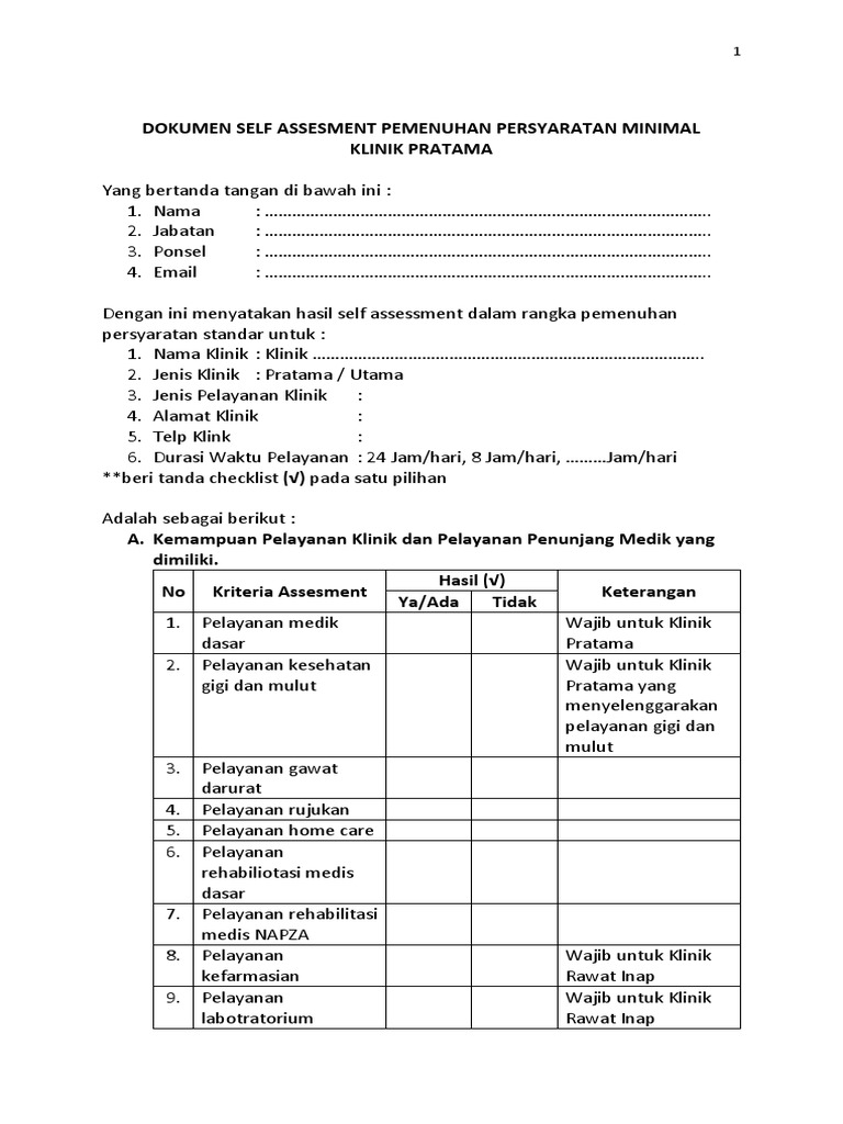 Assesment Standar Peralatan Klinik Sesuai Permenkes Nomor 14 Tahun 2021 ...