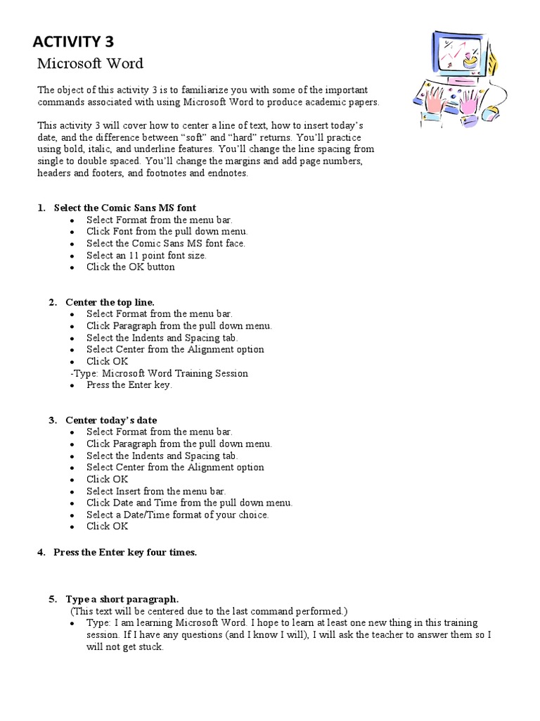 Activity 3 | PDF | Microsoft Word | Paragraph