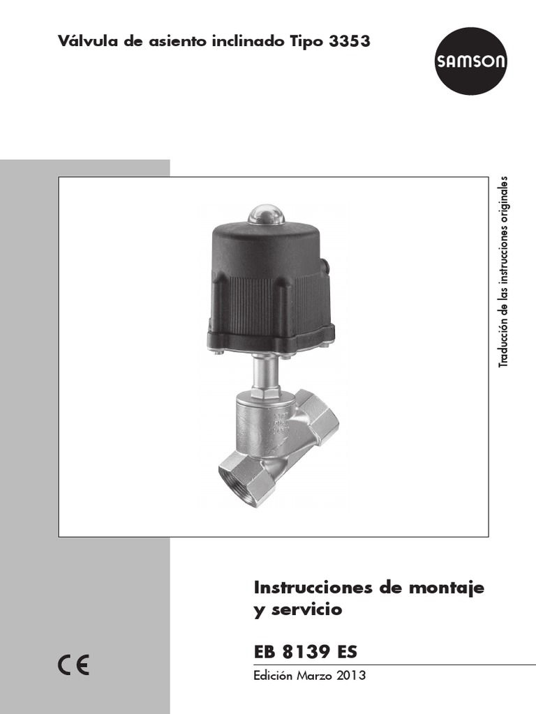 Válvula de Asiento Inclinado Tipo 3353: Instrucciones de Montaje y ...