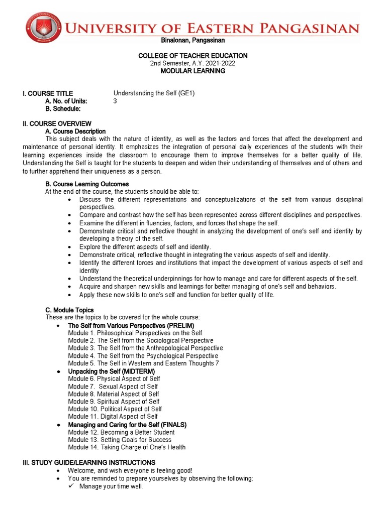 Uts Module 1 | PDF | Philosophy Of Self | Mind