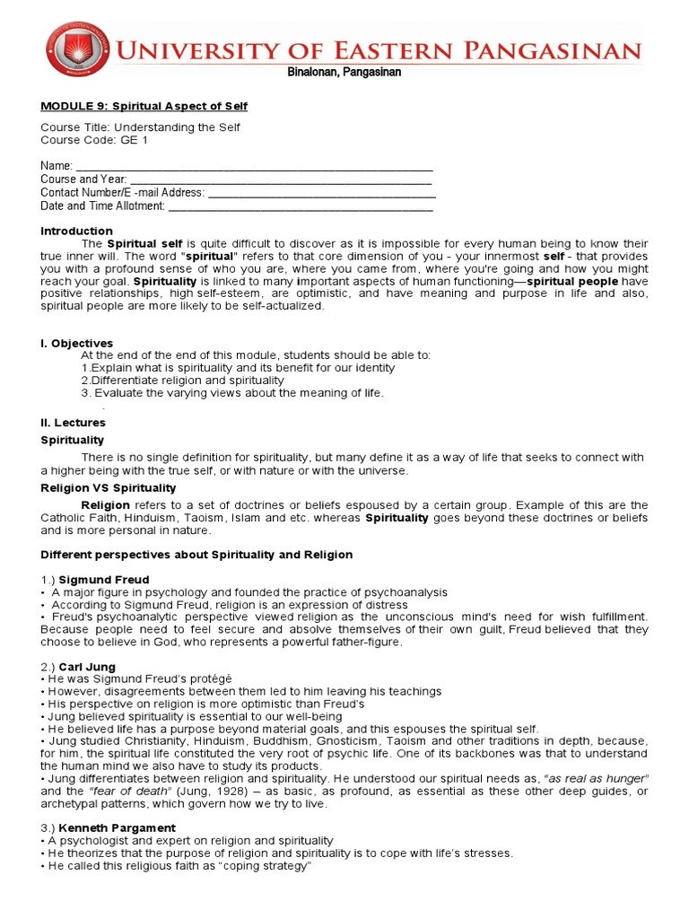 Uts Module 9 | PDF | Spirituality | Carl Jung
