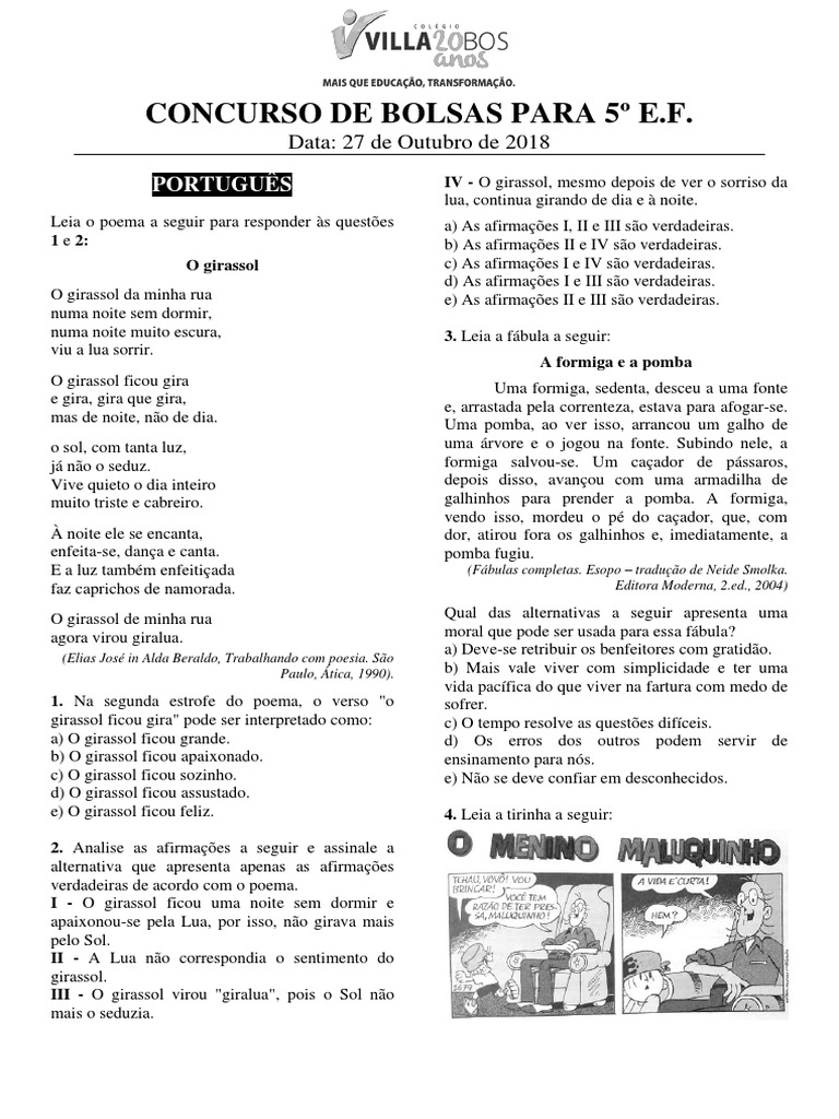 Concurso de bolsas para 5o ano | PDF | Brasil | Ano