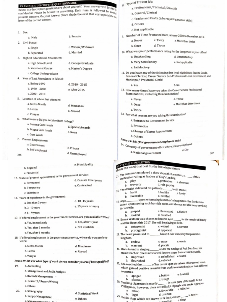 CSE Reviewer Part IV (Practice Test) | PDF