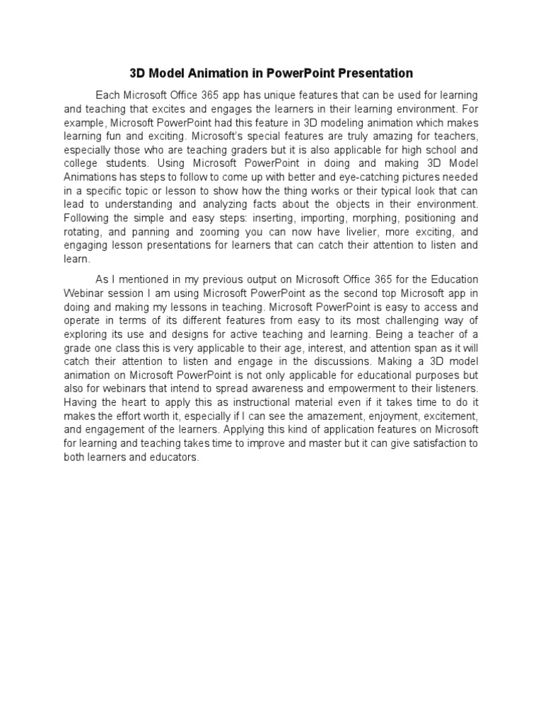 3D Model Animation in PowerPoint Presentation 1 | PDF | Career & Growth ...