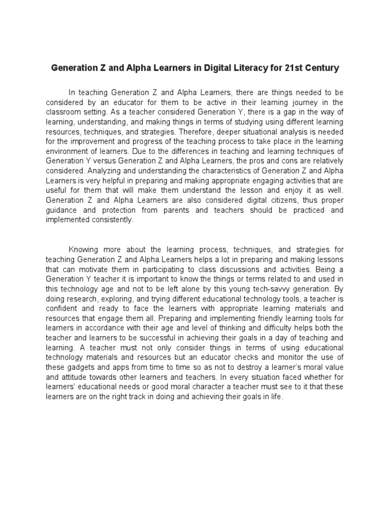 Digital Literacy for Gen Z & Alpha | PDF | Learning | Teaching Method
