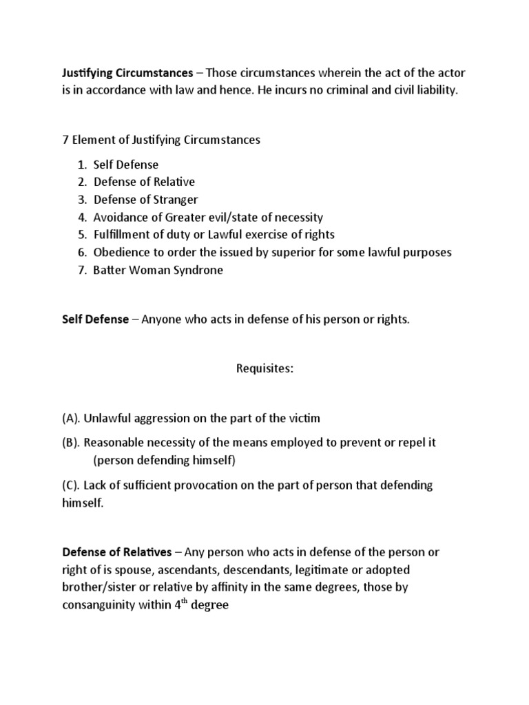 Justifying Circumstances | PDF