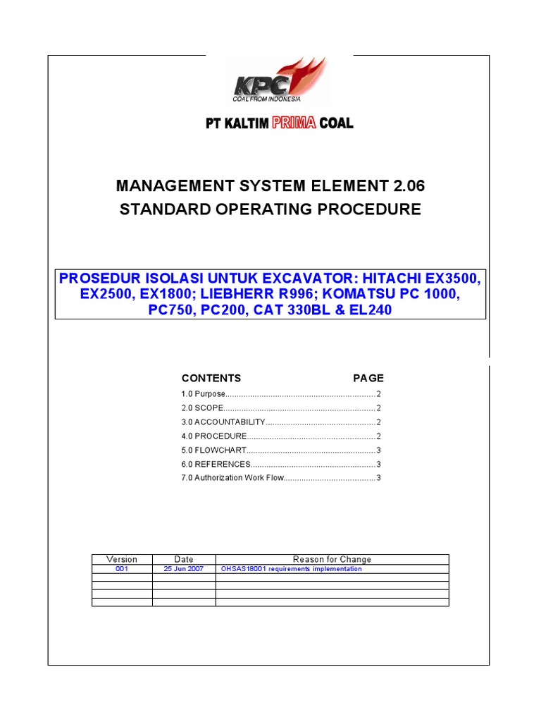 Prosedur Isolasi Excavator Terstandar | PDF | Komputer | Teknologi ...