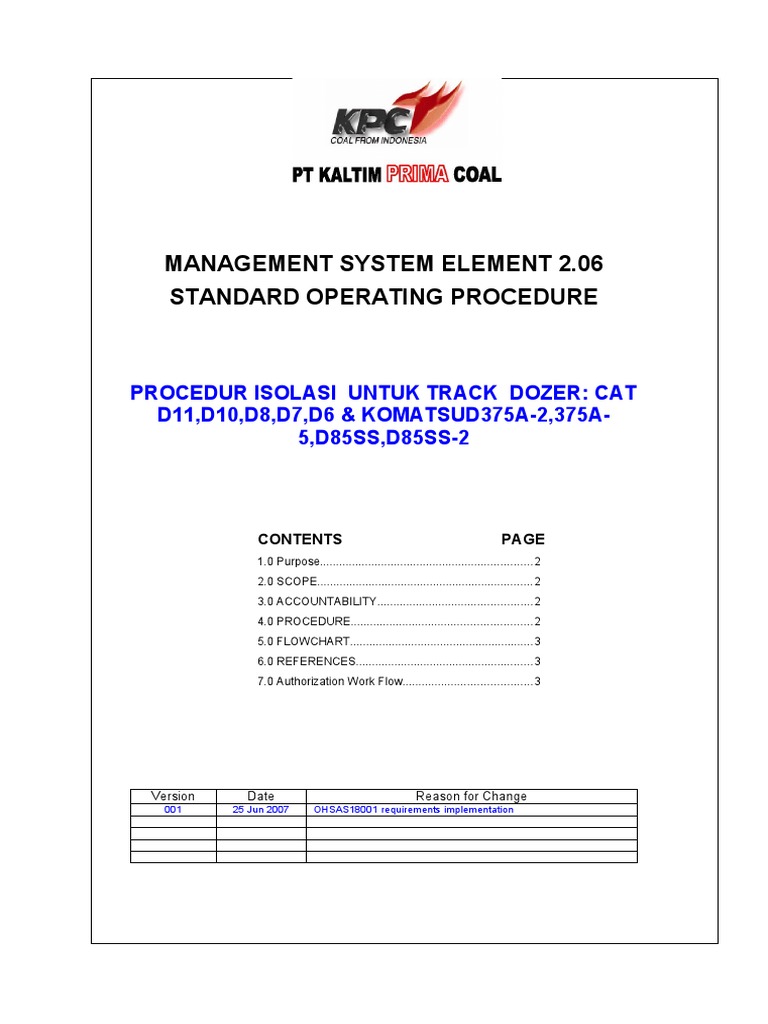 122.SOP Isolation Proc Track Doz | PDF