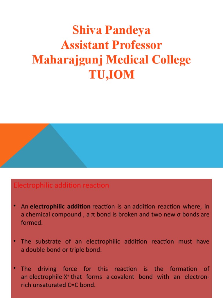 Electrophilic Addition Reaction | PDF | Alkene | Chemical Reactions