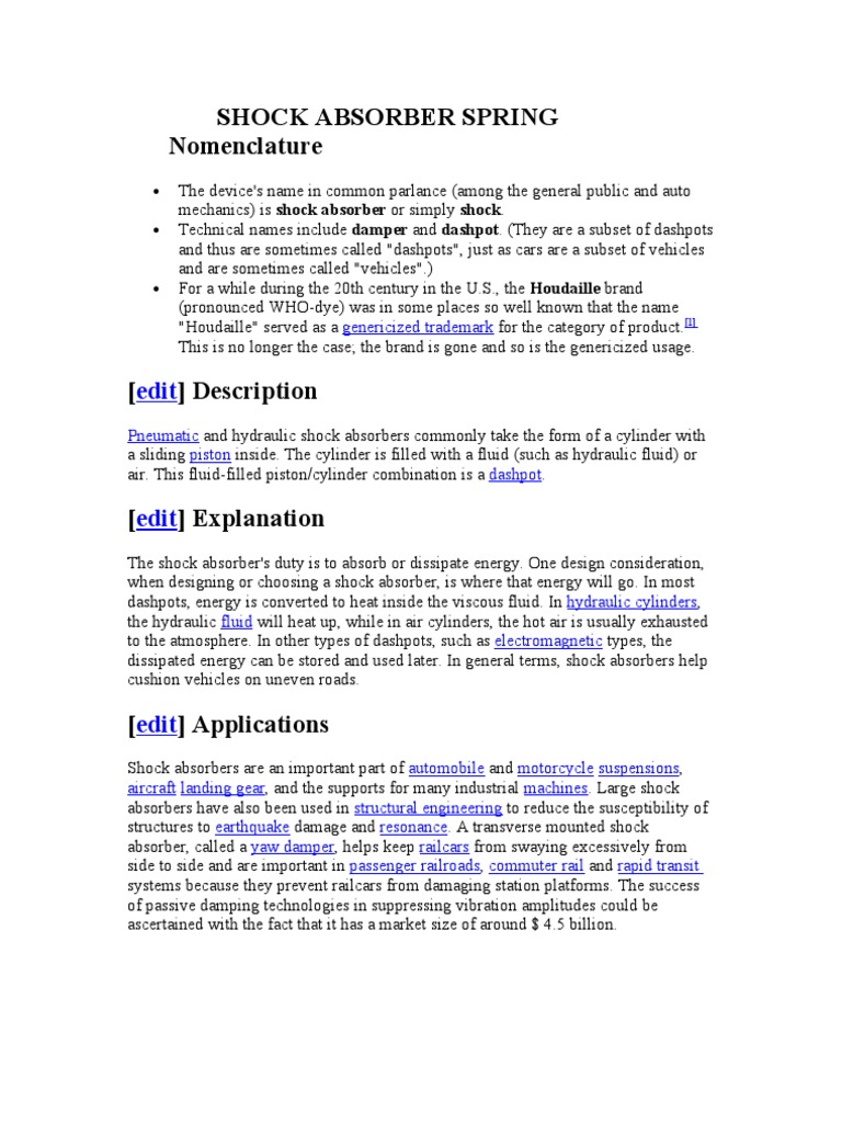 Shock Absorber Spring Shock Absorber Spring Nomenclature | PDF ...