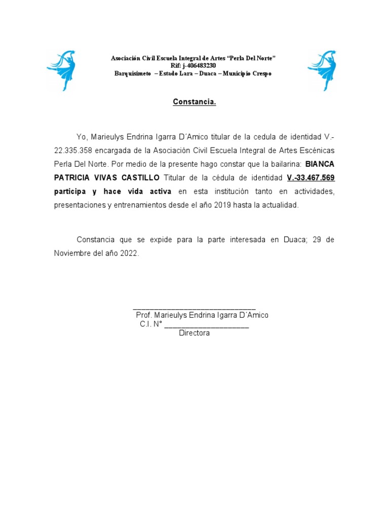 Const Participacion en Perla | PDF