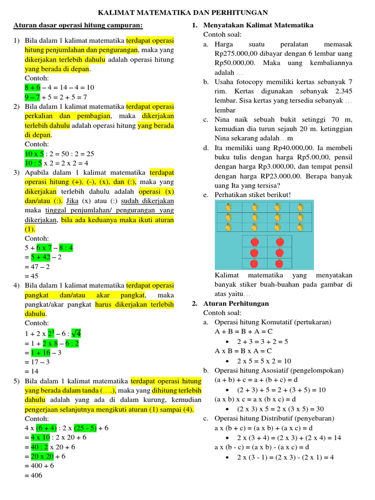 Aturan Dasar Operasi Hitung Campuran | PDF